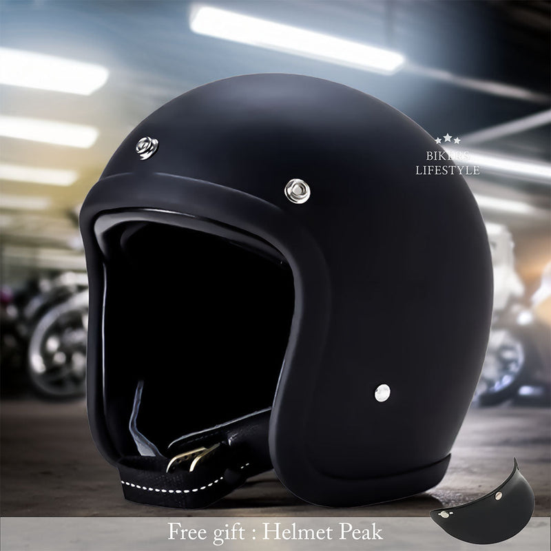 Men’s Vintage Open-Face Motorcycle Helmet – Low-Profile Fibreglass Des ...